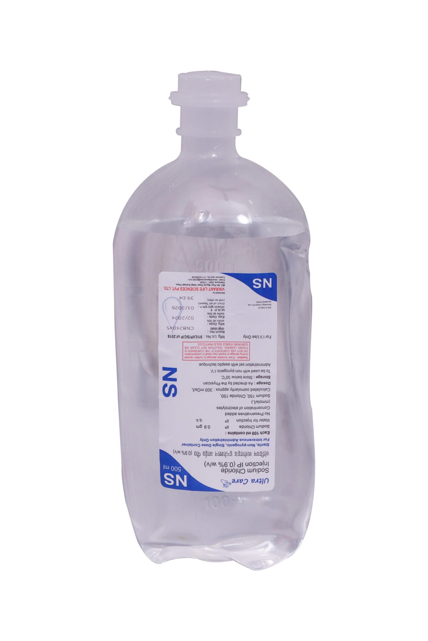 NS 500 ml – 0.9 % NORMAL SALINE SOLUTION, 500 ml - Vikrant Life Sciences