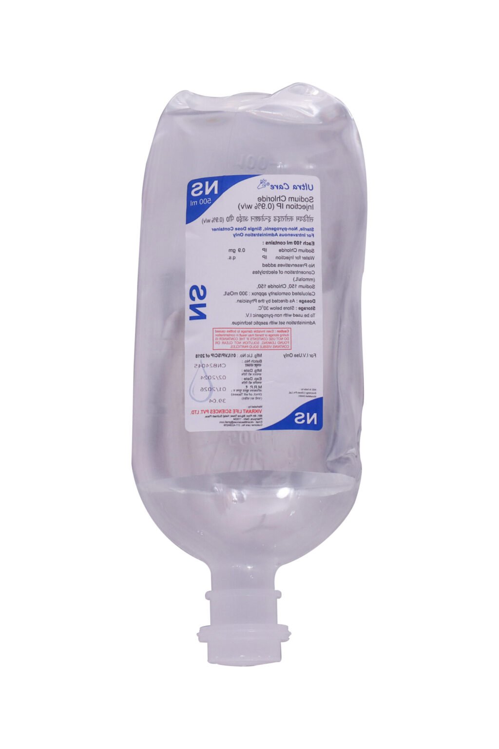 NS 500 ml – 0.9 % NORMAL SALINE SOLUTION, 500 ml - Vikrant Life Sciences